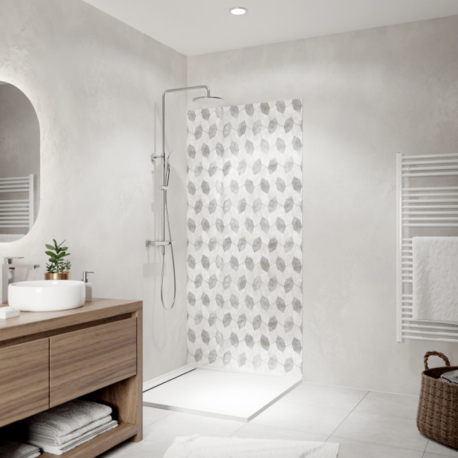 Panneau mural Zellige Baccari – Élégance grise salle de bain - déco-K-in