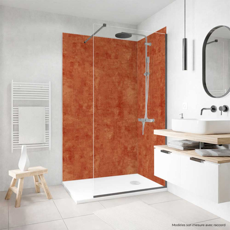 Panneau mural Béton teinté ocre rouge - déco-K-in